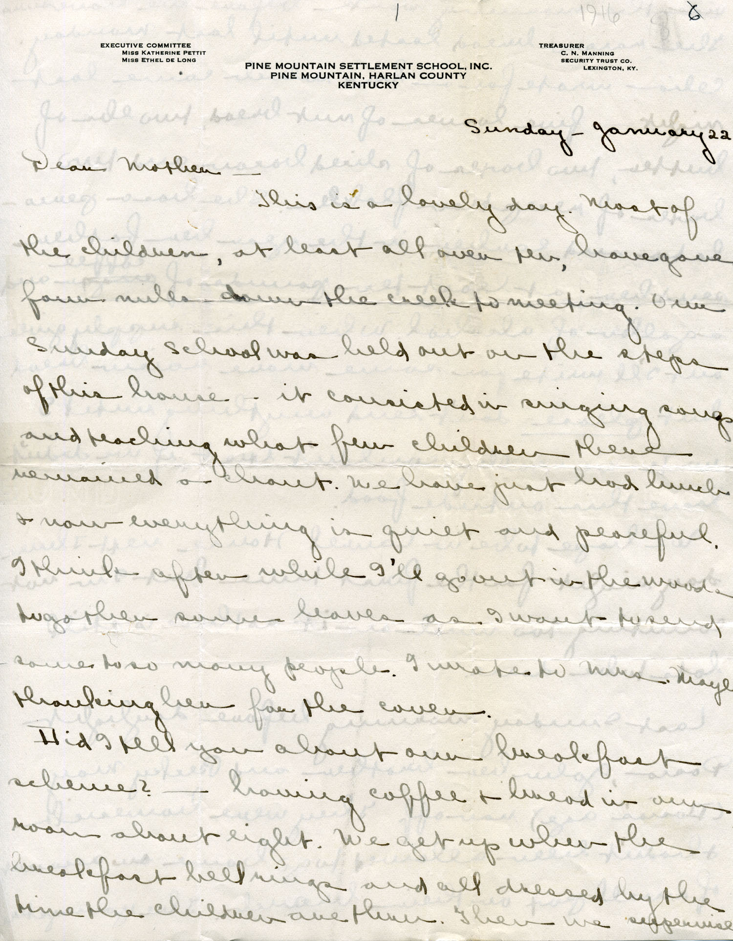 MARGUERITE BUTLER Letters 1916 - Pine Mountain Settlement School