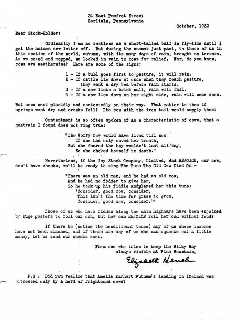 E. Hench Joy Stock Company Ltd. Letters 1927-33 Guide