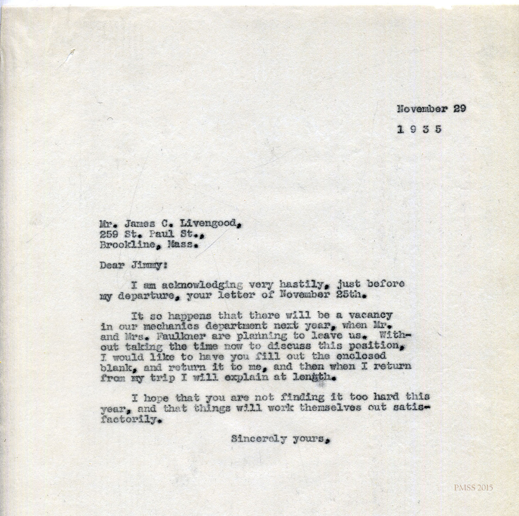 JAMES LIVENGOOD Correspondence - Pine Mountain Settlement School